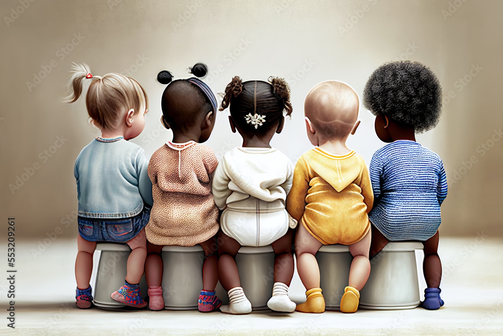 group of children sitting on the toilet Stock Illustration | Adobe Stock