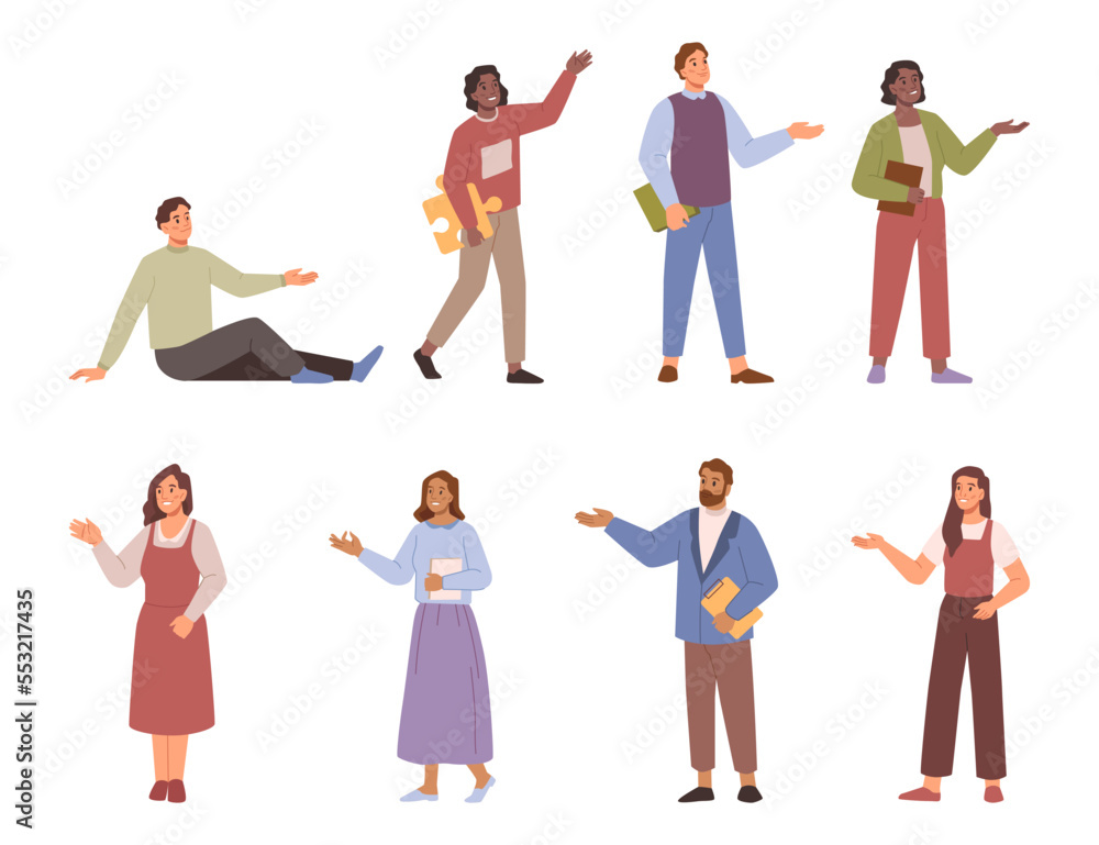 People show presentation, promotion, advertisement concept. Happy ...