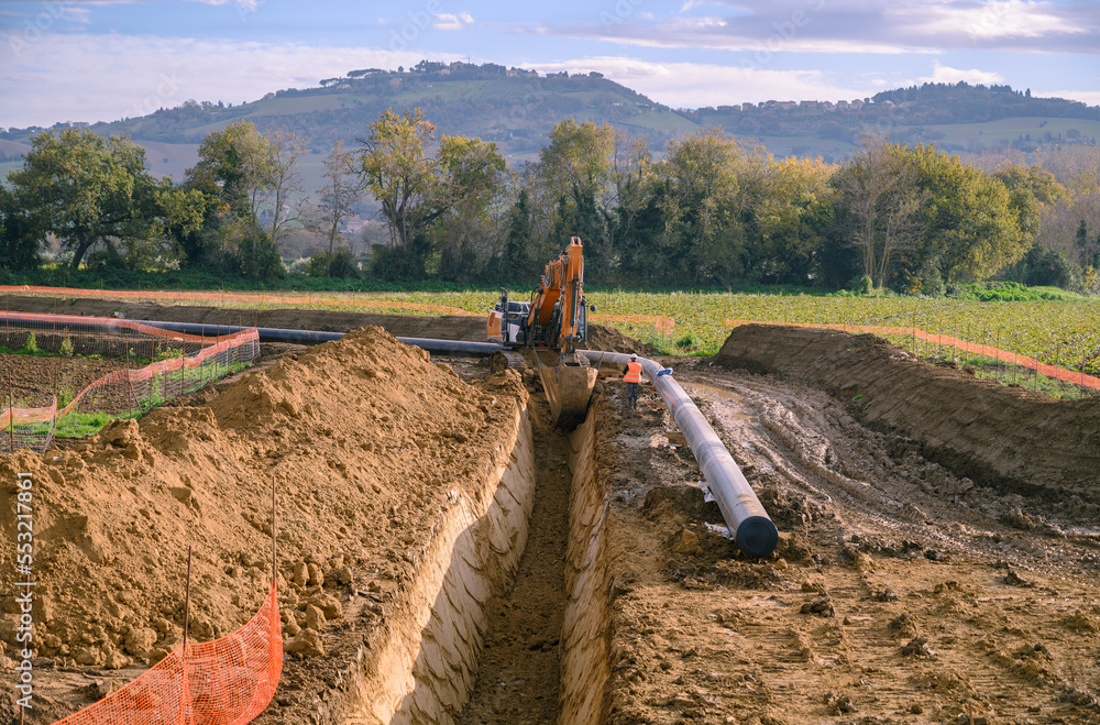 Gas pipeline construction,Dug trench in the ground for the installation ...
