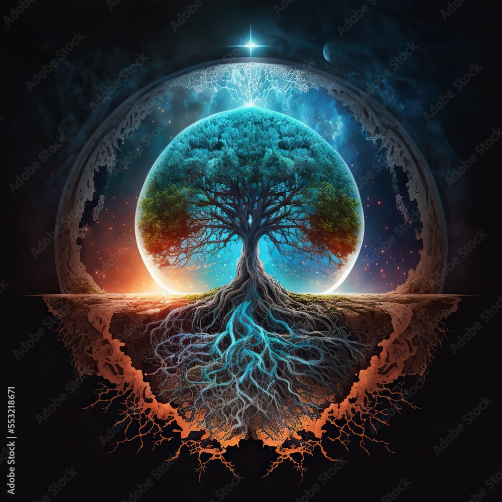 Golden Tree of life. Roots. Represents the afterlife, and connection ...