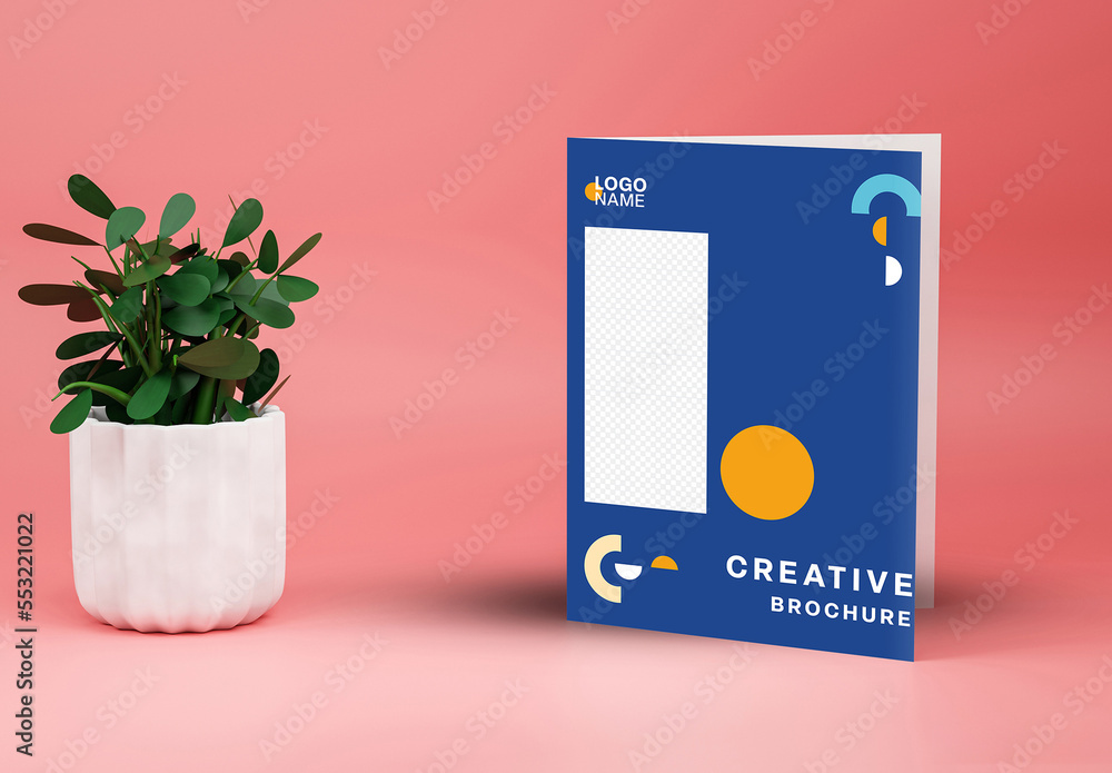 Bi-fold or half-fold brochure template for mock up and presentation ...