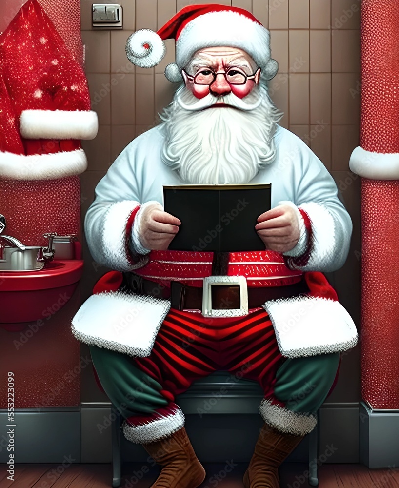 Santa on the toilet - Santa Claus in the bathroom - Funny Christmas ...