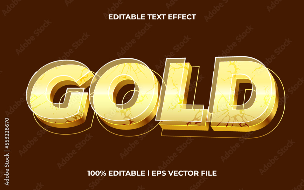 gold text effect editable modern lettering typography font style ...