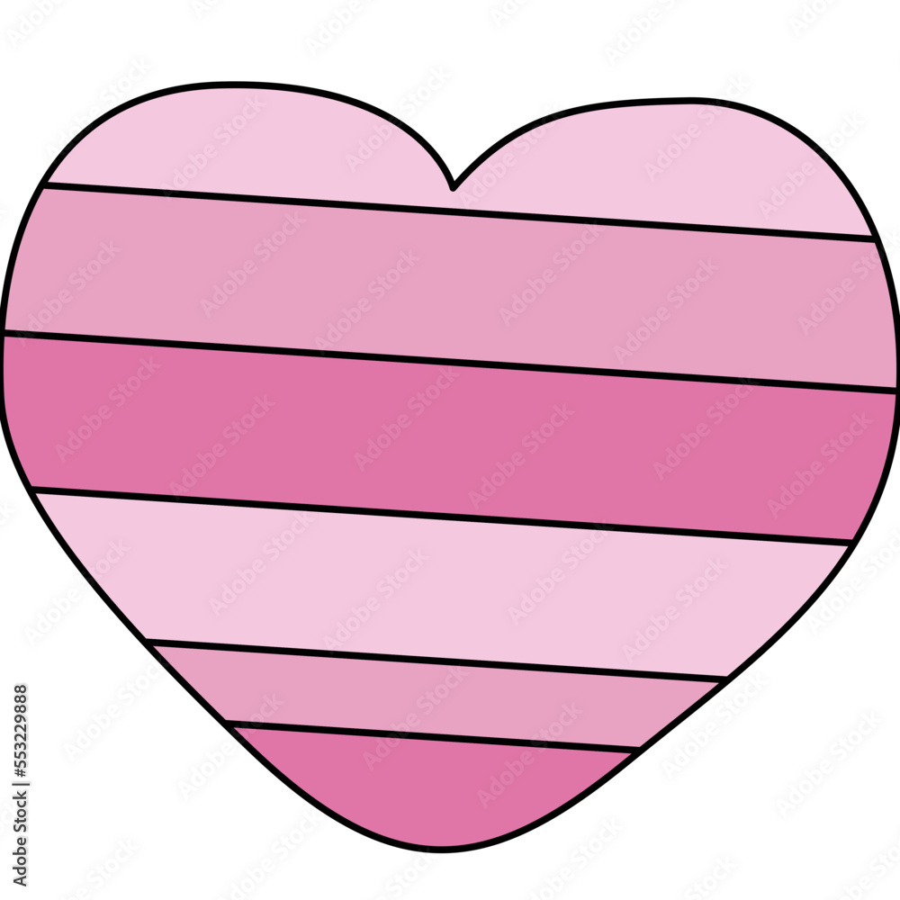 Heart cartoon vector illustration, Heart shapes symbols, Heart stripes ...