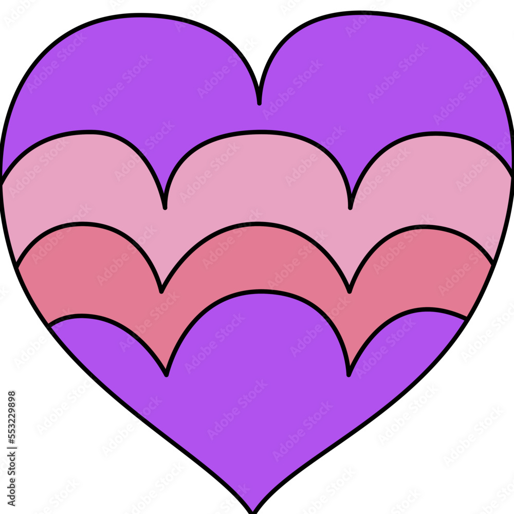Heart cartoon vector illustration, Heart shapes symbols, curvy waves ...