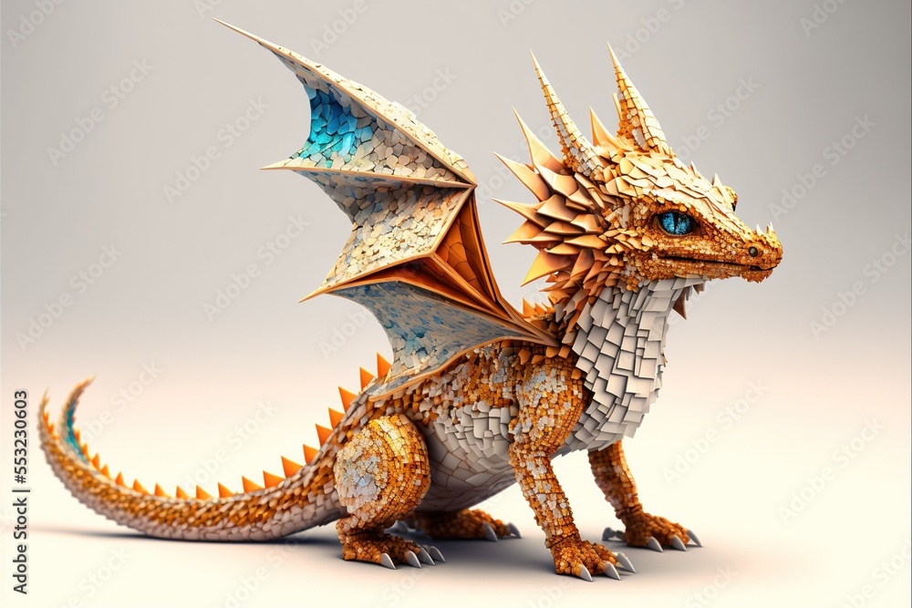 voxel pixel art dragon Generative AI Stock Illustration | Adobe Stock