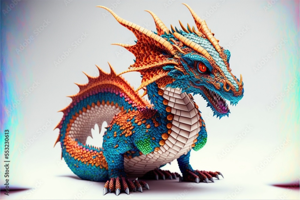 voxel pixel art dragon Generative AI Stock Illustration | Adobe Stock