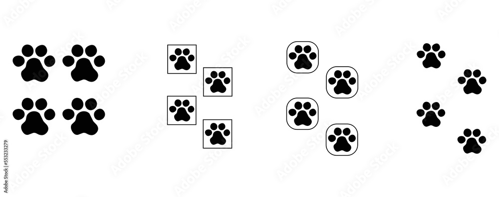 dog paw vector. Paw print vector design. A set of dog paw design. Stock ...