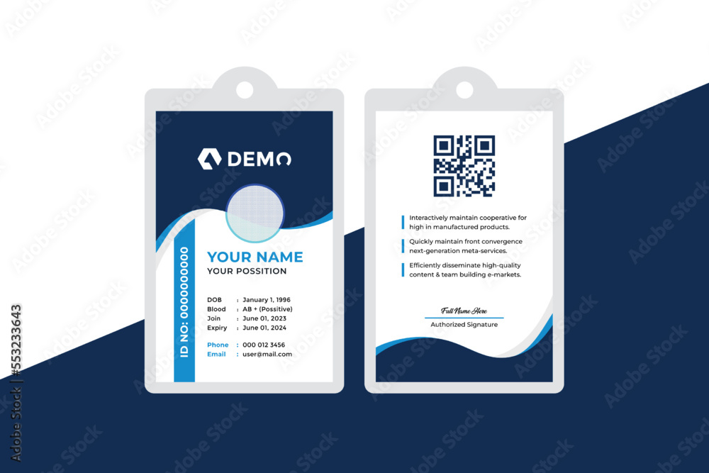 Abstract wave Blue Id Card Design, Professional Identity Card Template ...