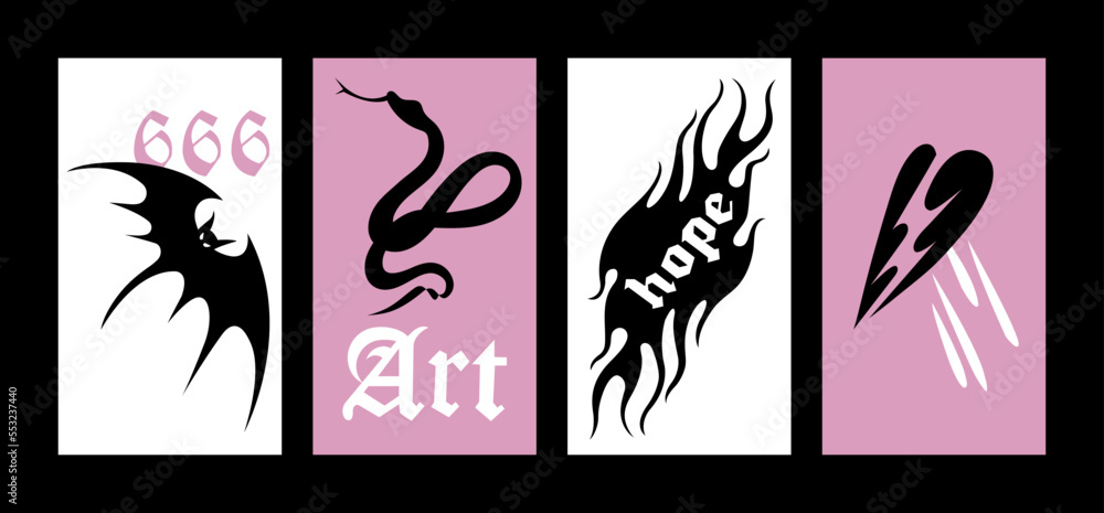 Vector iset of design templates backgrounds with Y2k icons- brutalist ...