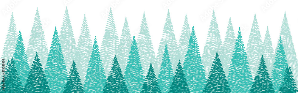 Christmas trees - transparent background. Panoramic banner. PNG ...