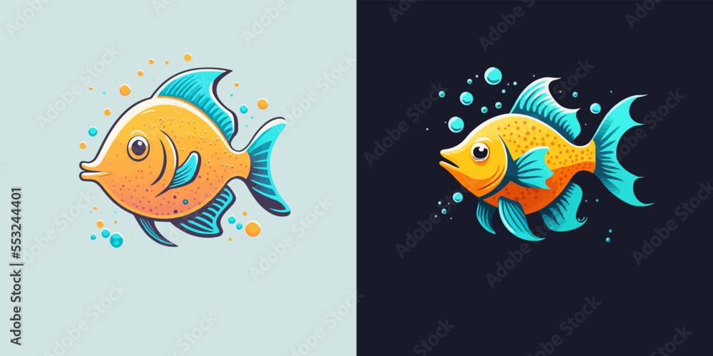 cute fish in cartoon vector illustration sea animal for logo icon or ...