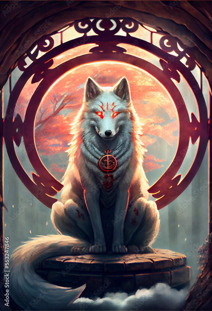 Generative AI abstract render of a Japanese mythical creature Stock ...