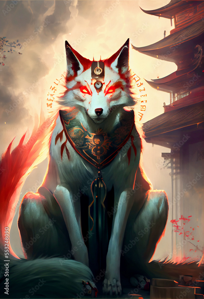 Generative AI abstract render of a Japanese mythical creature Stock ...