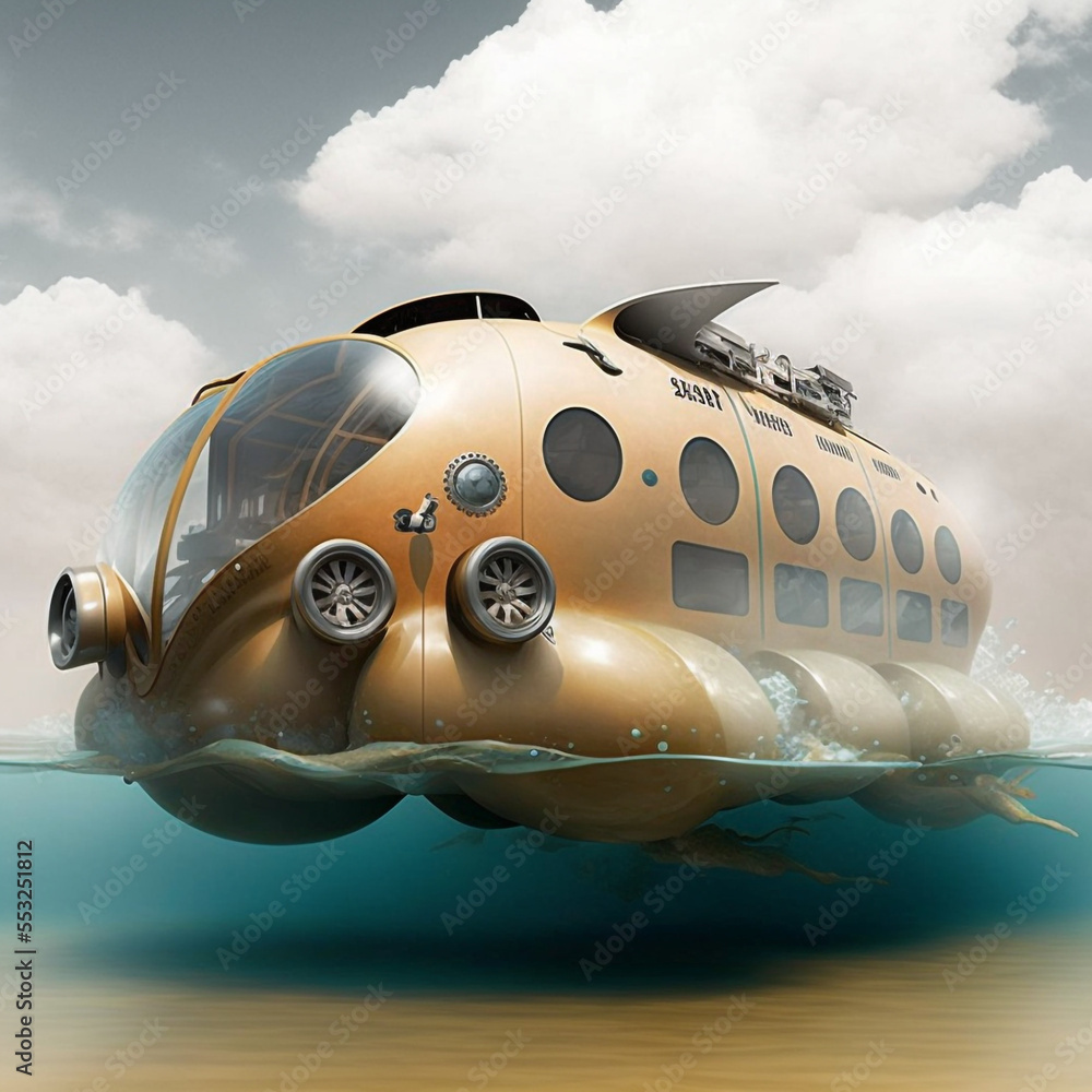 Generative AI amphibious vehicle exploring. Space travel and ...