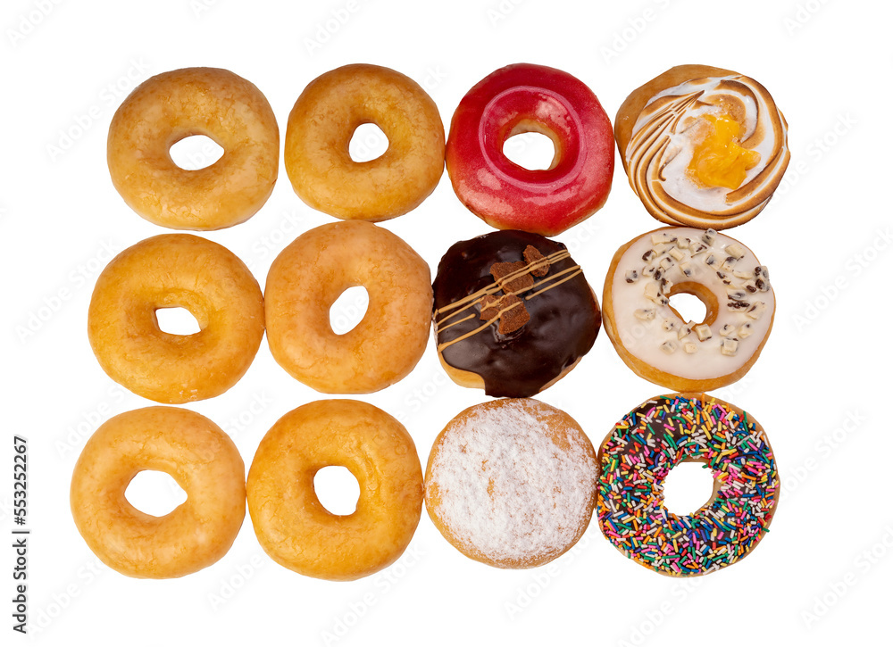 1 dozen mixed donuts, original flavor, chocolate, marmalade and fancy ...