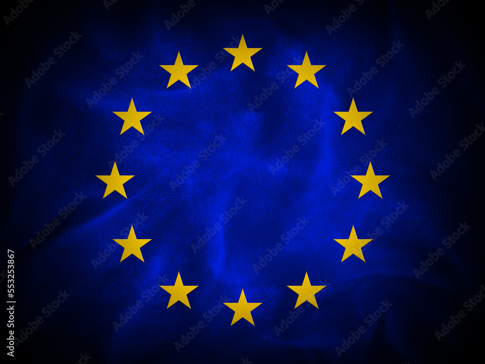 European flag illustration with the twelve golden stars representing ...