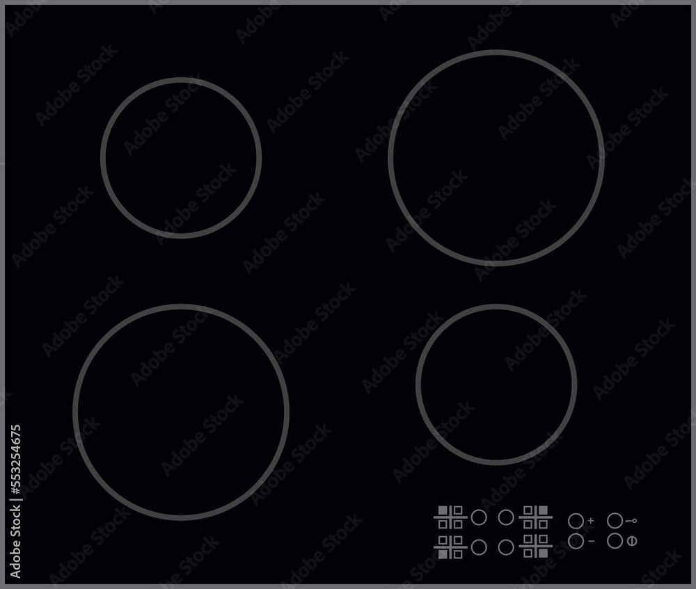 Cooktop top view stove on isolated white background Stock Vector ...