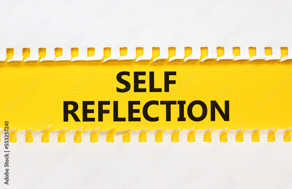 Self reflection symbol. Concept word Self reflection typed on yellow ...