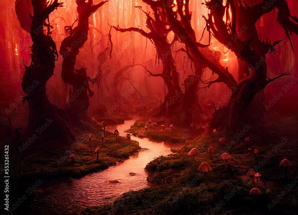 Strange creepy magic forest inspired by stranger things and tim burton ...
