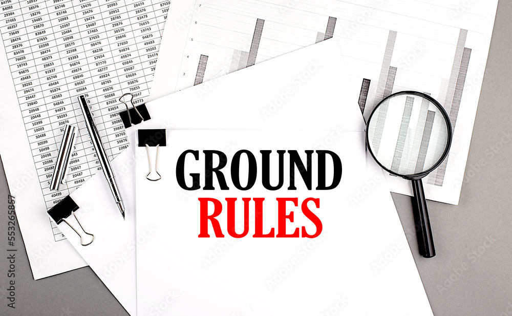 GROUND RULES text on paper on chart background Stock Photo | Adobe Stock