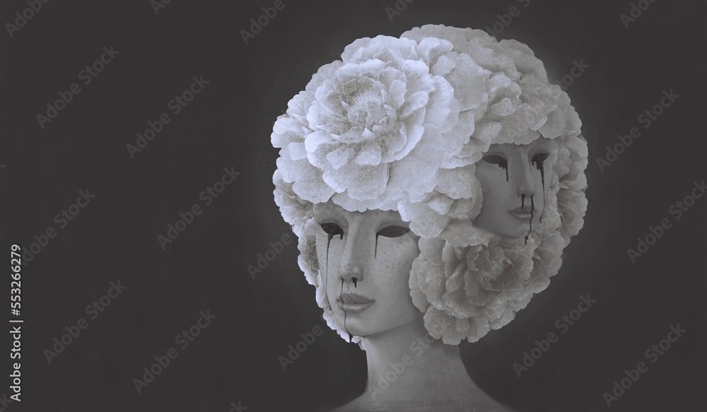 Scary face illustration, Horror ghost and spooky concept, Surreal art ...