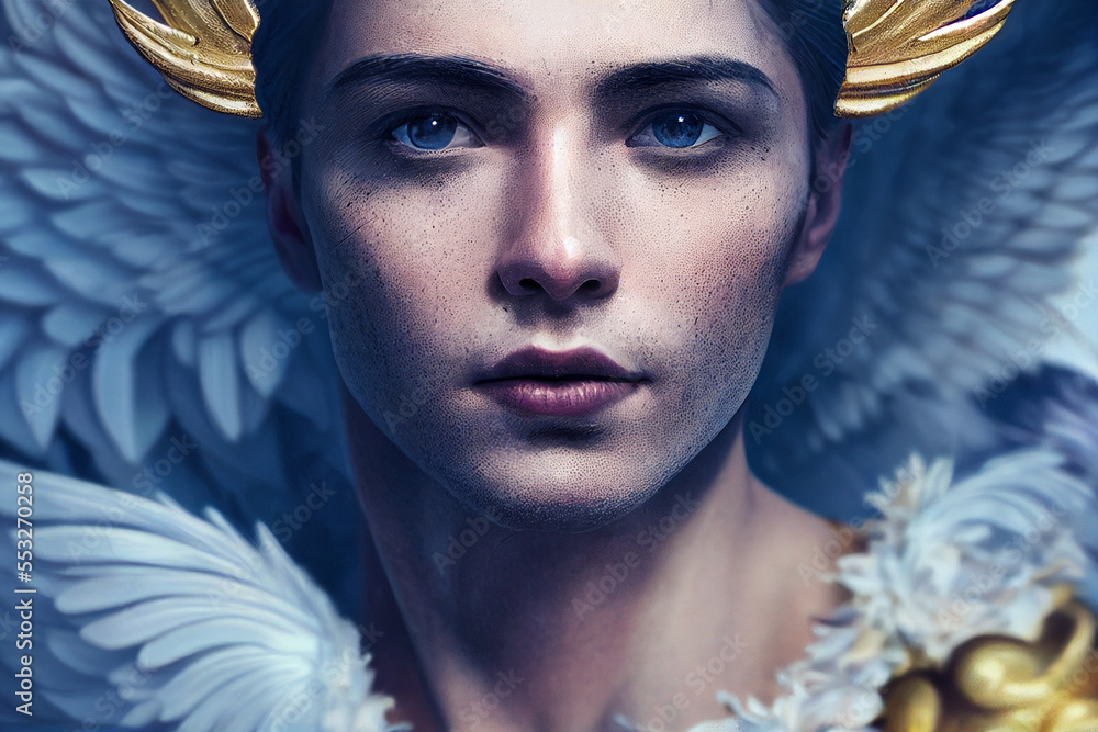 Young Angel Man - Digital illustration - AI generated Stock ...