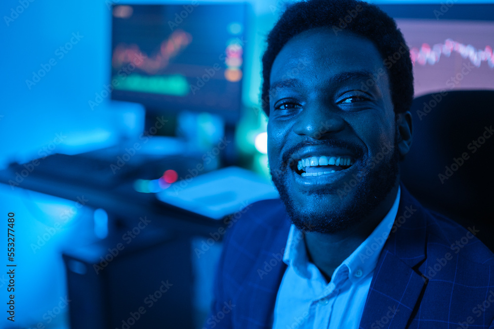 Extreme close-up of businessman making investments through the internet ...