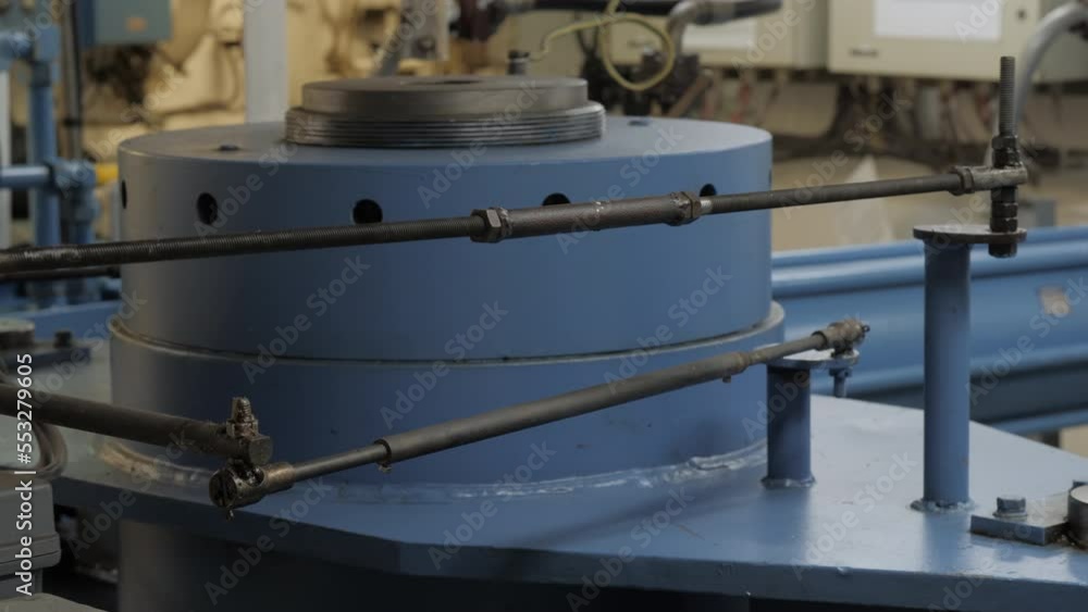 Linkage rod of rudder angle transmitter on steering gear of vessel ...