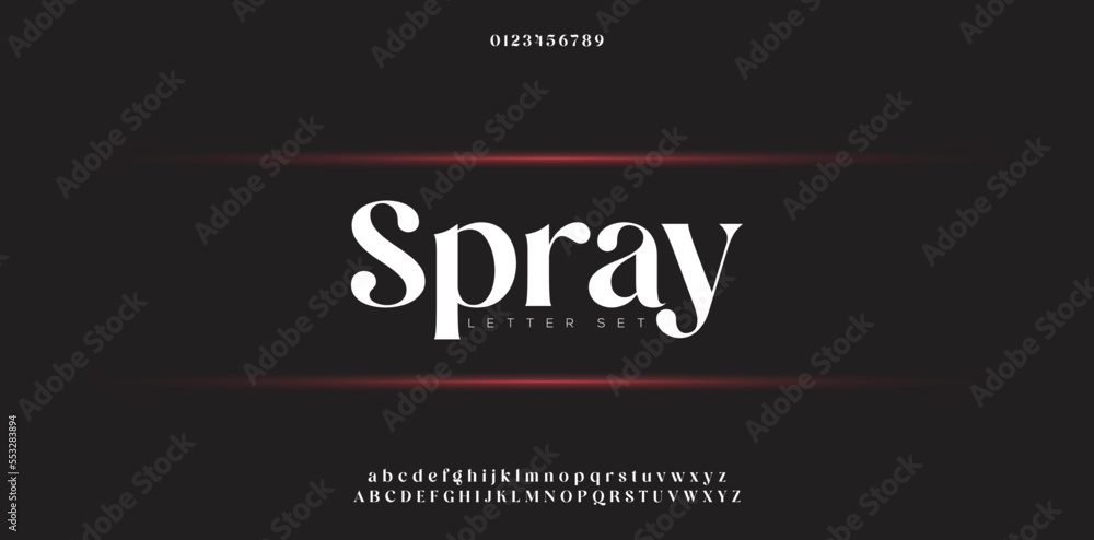 SPRAY Luxury letter fonts and alphabet set. Modern tech typeface ...