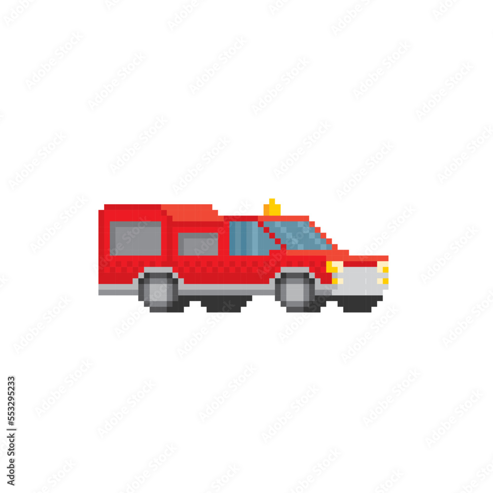 Vecteur Stock Airport emergency vehicle. Fire engine. Pixel art. Old ...