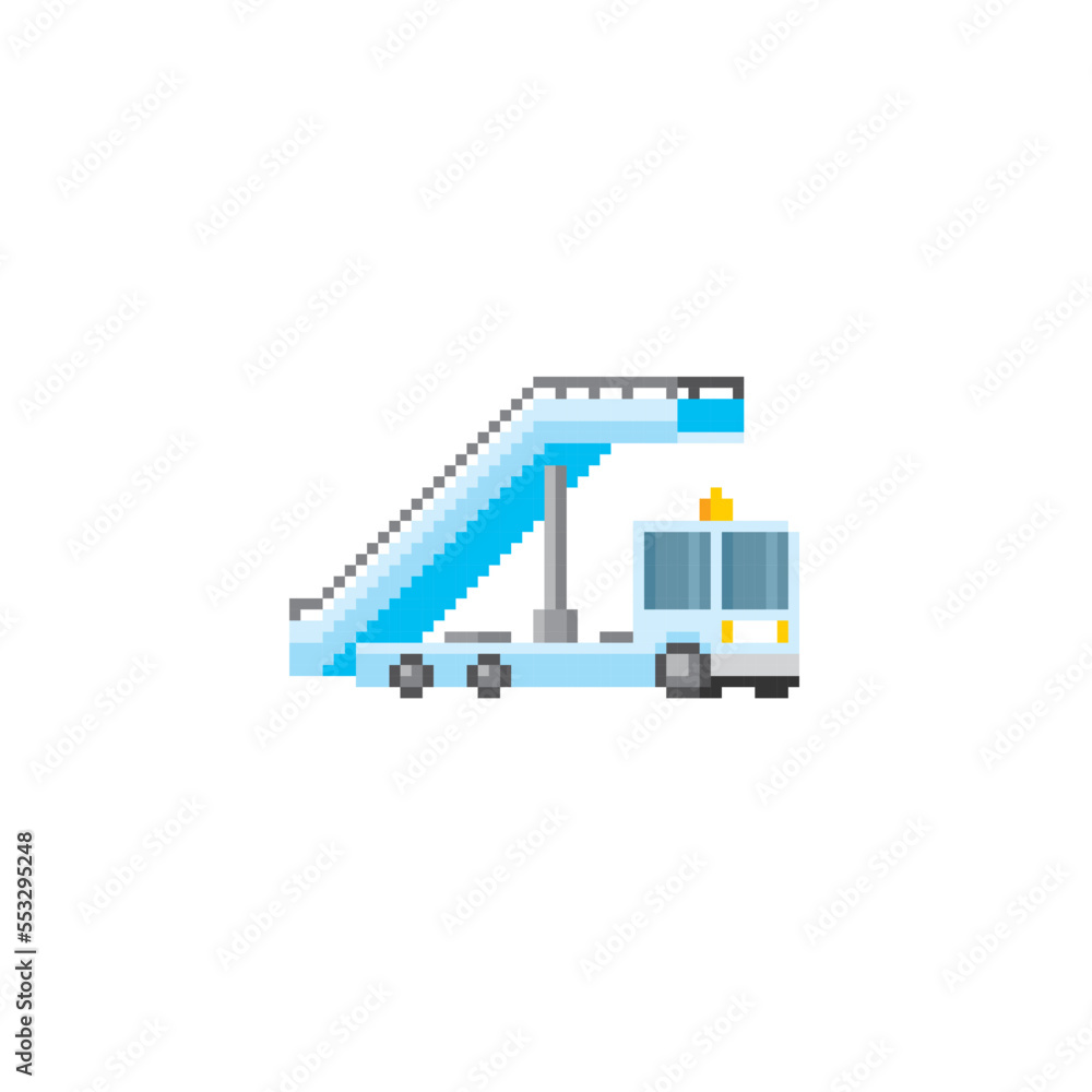 Airport auto ladder. Pixel art. Old school computer graphic. Element ...