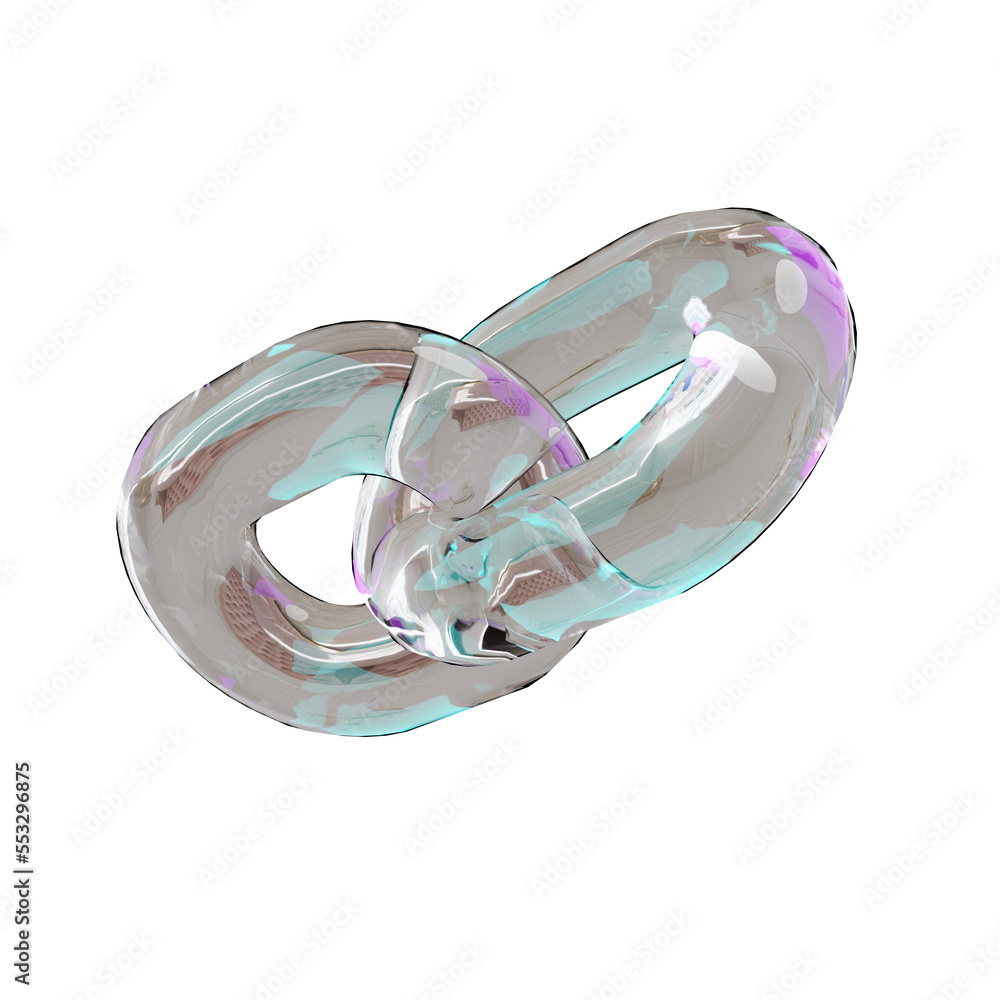 3d render. Glass chain links. Isolated on transparent background. PNG ...