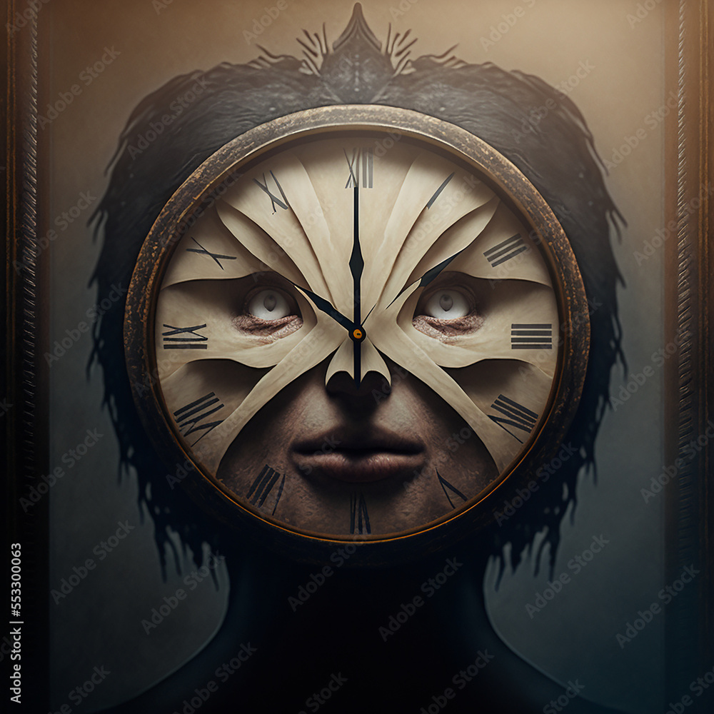 Ai generated clock with human like face. Created using ai generative ...