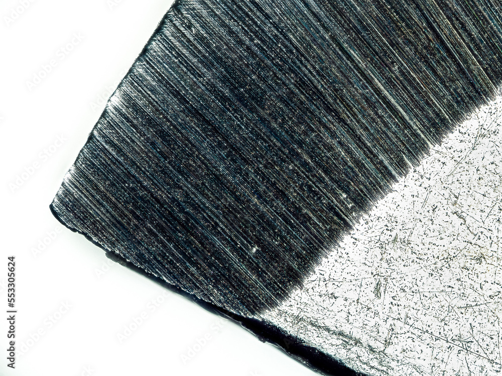 edge of a scalpel under the microscope - with optical microscope (epi ...