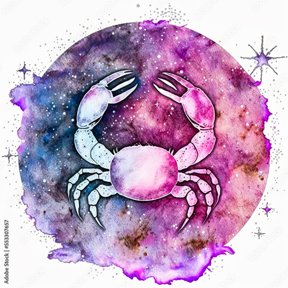 Tender circular icon illustrating the astrological sign of Cancer. Soft ...