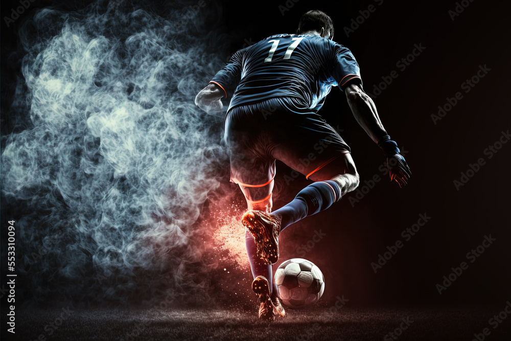 Football/soccer player in action - Created with generative AI ...