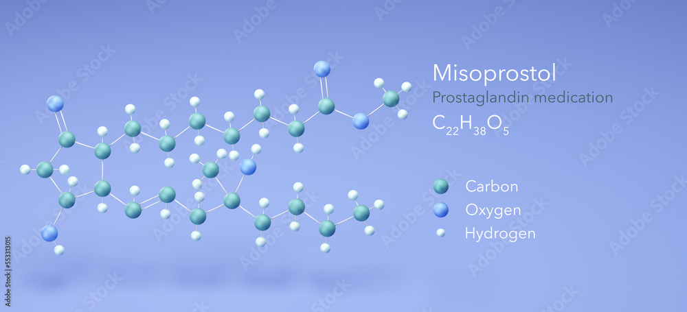 misoprostol molecular structures, Prostaglandin medication 3d model ...