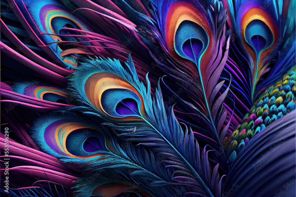 beautiful colorful abstract peacock feather background as header wallpaper Stock Illustration ...