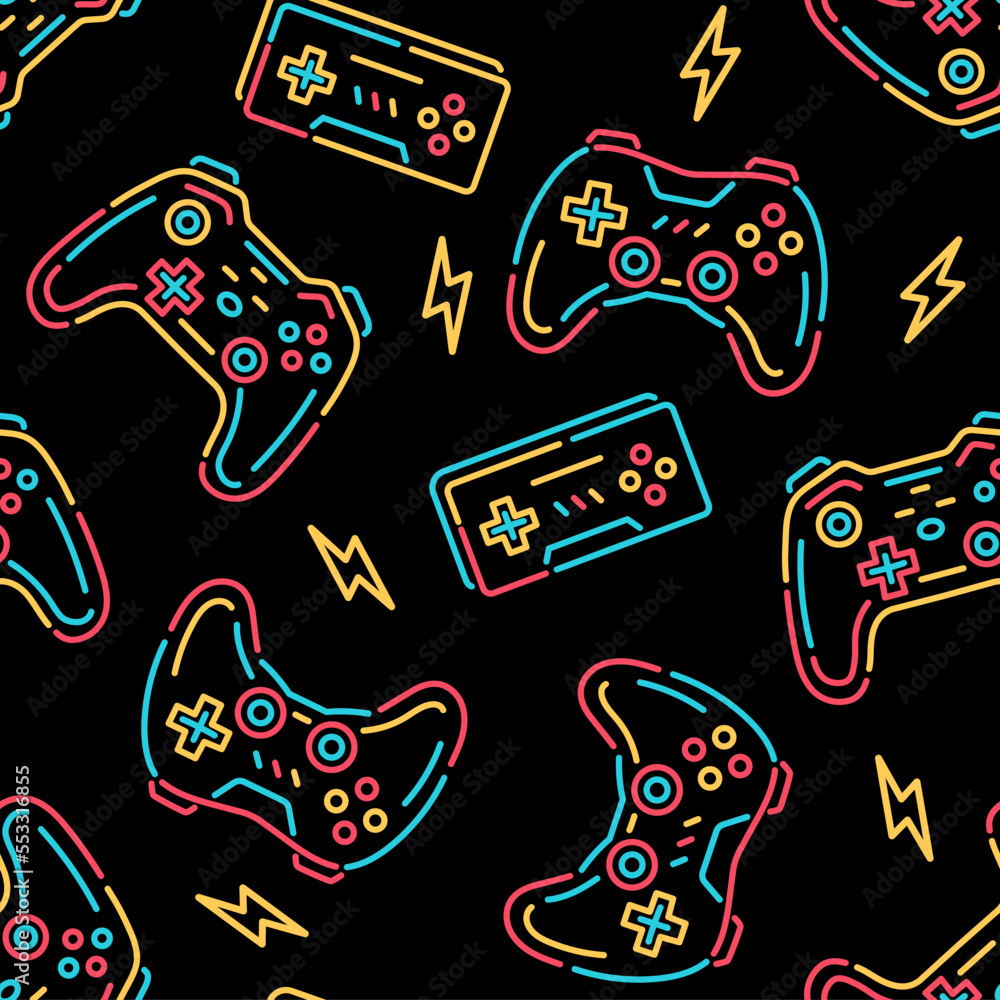 Vector Gamer Seamless Pattern Game Controller Digital Download Seamless Pattern Video Game