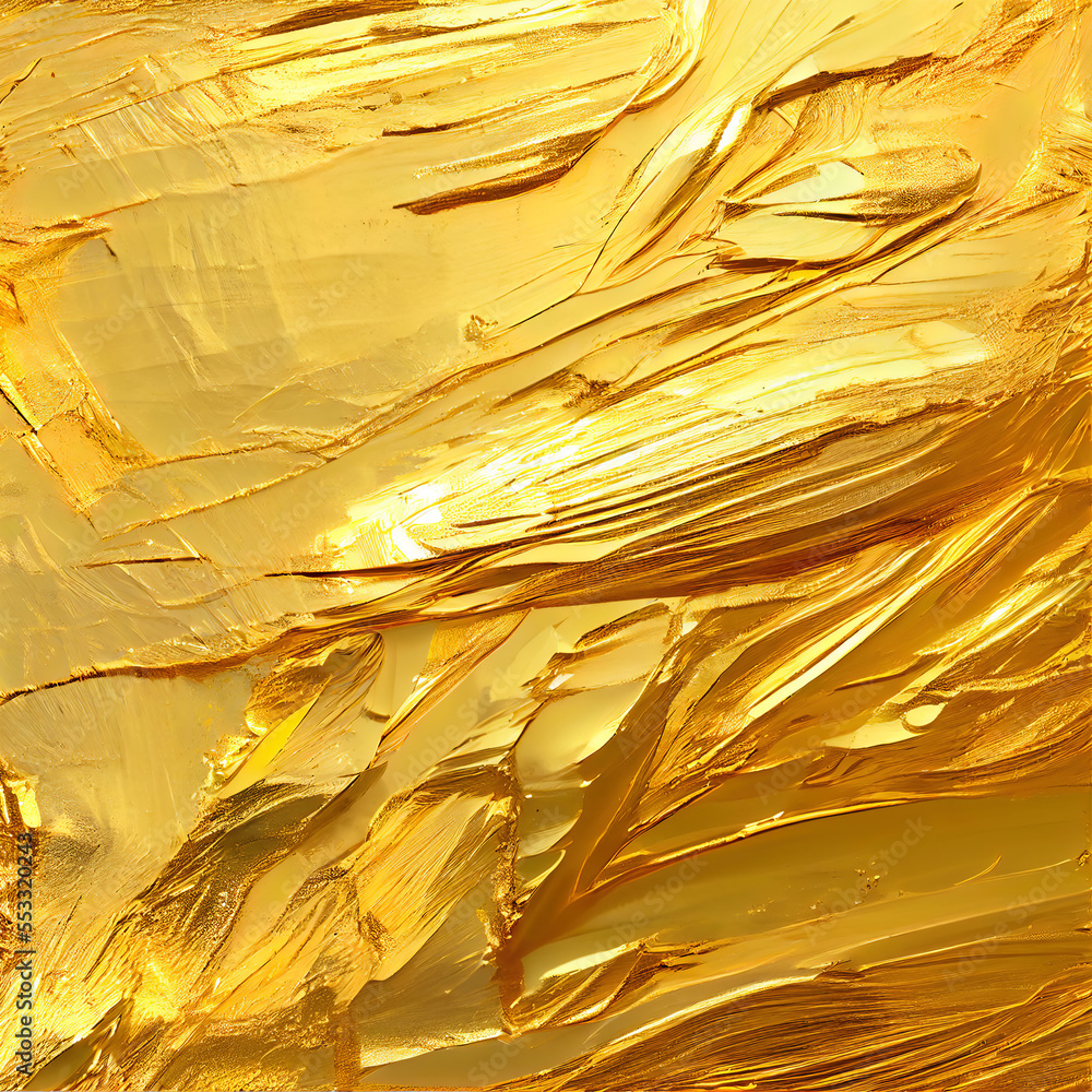 Gold thick paint texture with streaks. Paint built up layer after layer ...