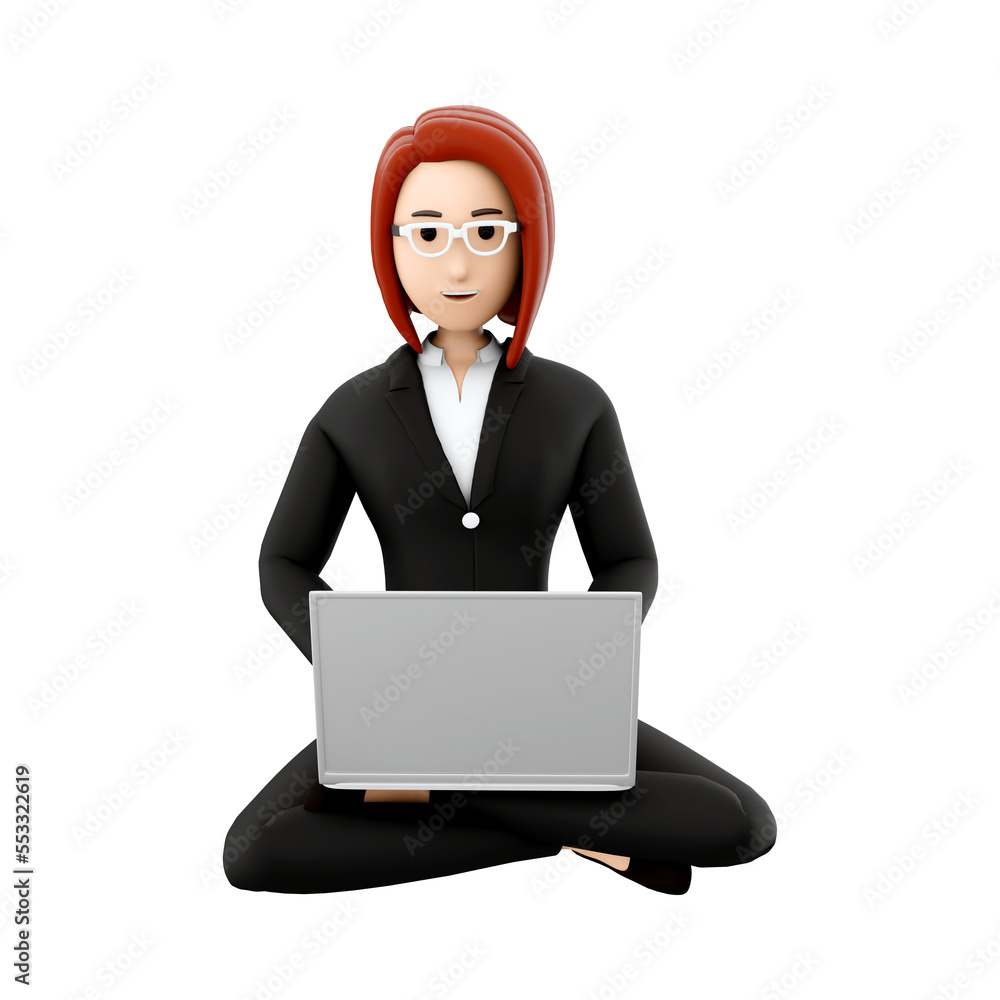 3d render woman sitting on floor. 3d rendering thinking woman. 3d ...