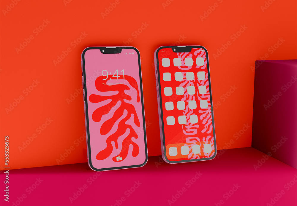 Two Smartphones Screen Mockup Stock Template | Adobe Stock