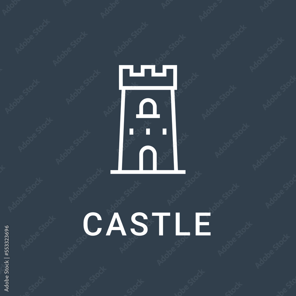 Castle vector icon fort line symbol tower. Castle tower logo stronghold ...