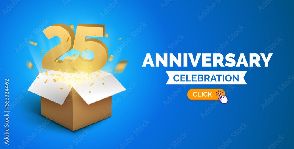 Anniversary birthday 25 years golden background. Happy vector poster ...