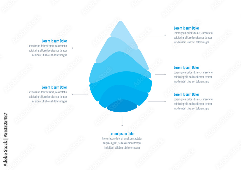 water drop informational template. six options infographic template ...