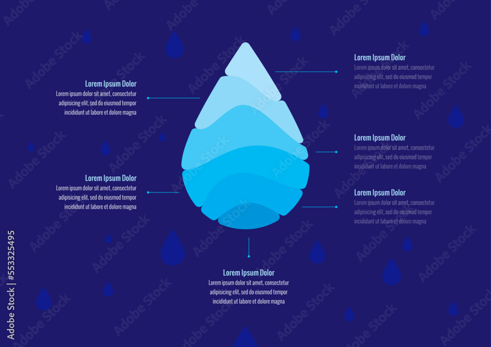 water drop informational template. six steps infographic template ...