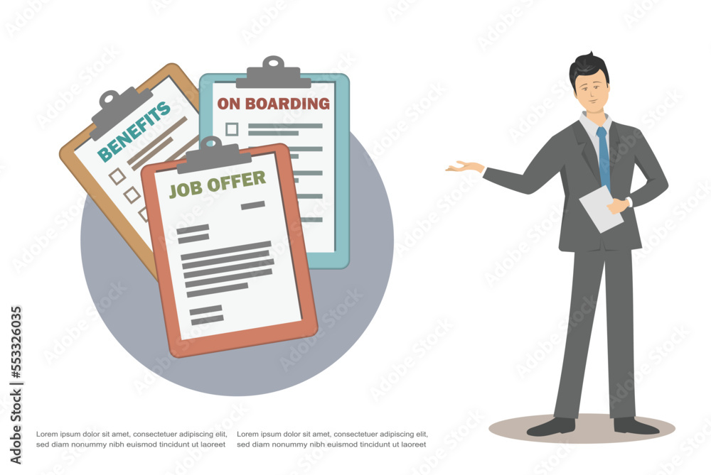 Vector illustration showing concept of new employee hiring and ...