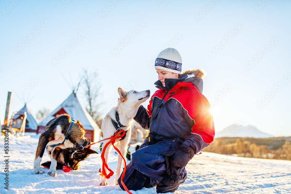 Teenage boy with husky dog Stock Photo | Adobe Stock