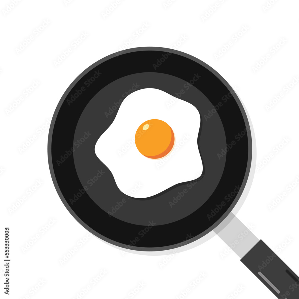 Fried egg omelette top view pan vector food illustration. Egg omelet ...